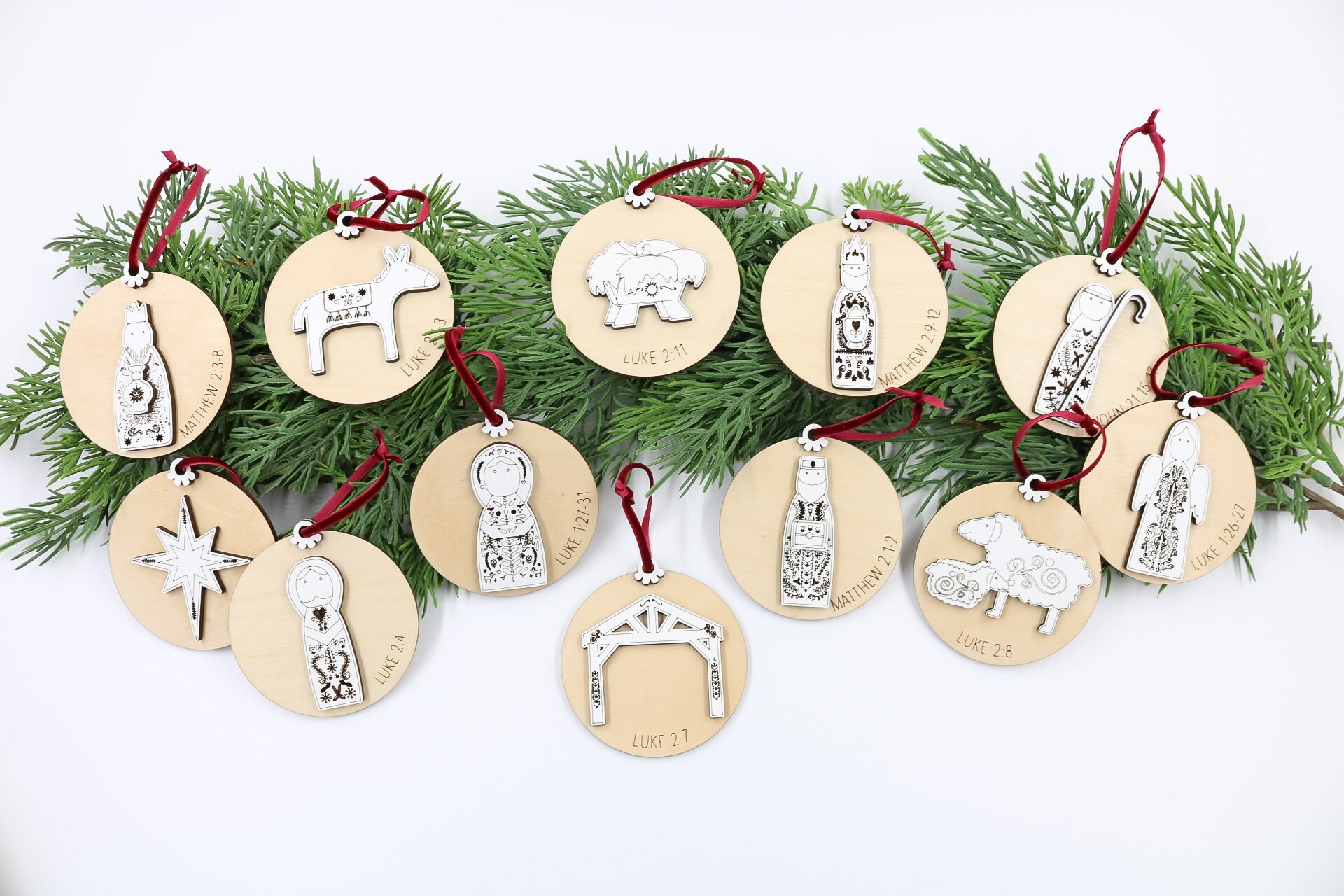 Nativity Advent Ornament Set Nativity Ornaments Nativity | Etsy