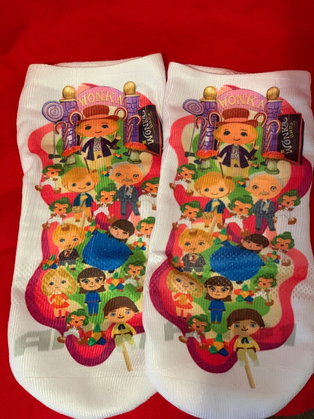 Willy Wonka Chocolate Factory Oompa Loompa Drawn Ankle Socks - Etsy