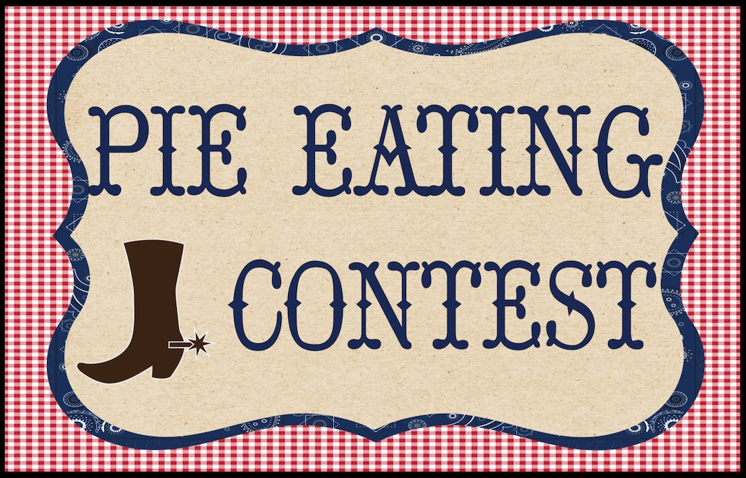 Pie Eating Contest Sign for a Hoe Down or Western Party - Etsy