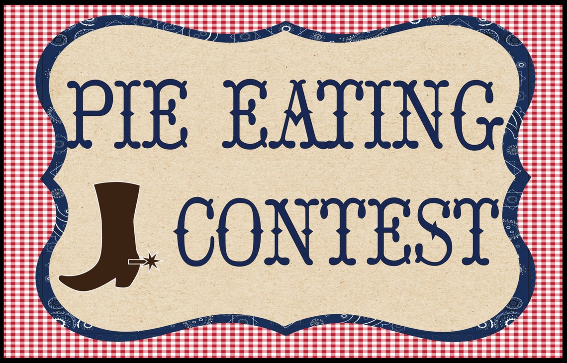 Pie Eating Contest Sign for a Hoe Down or Western Party - Etsy