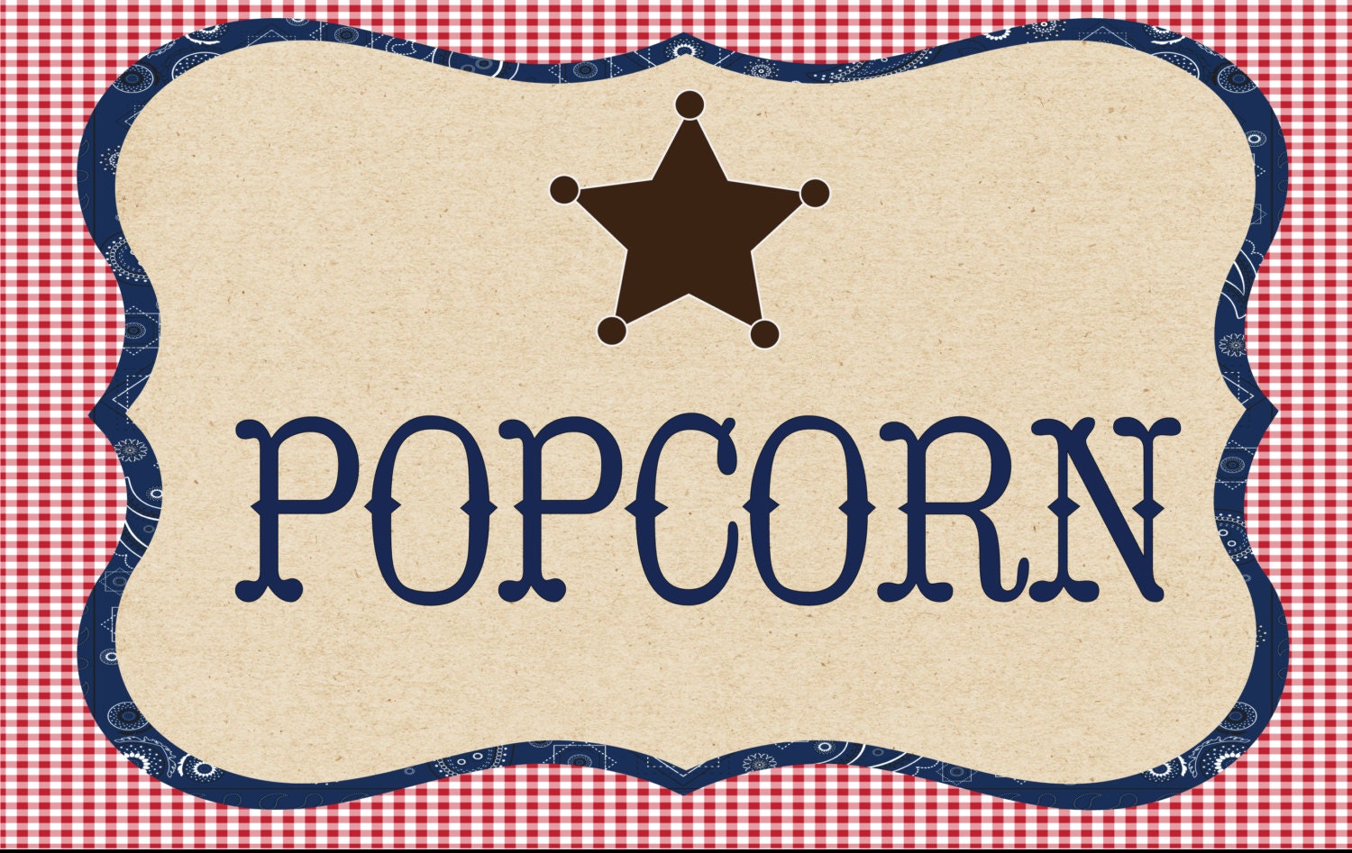 Large Downloadable Popcorn Sign for a Hoedown or Cowboy Party - Etsy