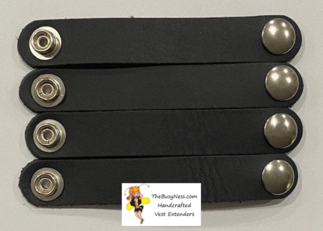 SKU #292 Size 24 Snap: Set of 4 Black Leather Vest Extenders = 3 1/2 ...