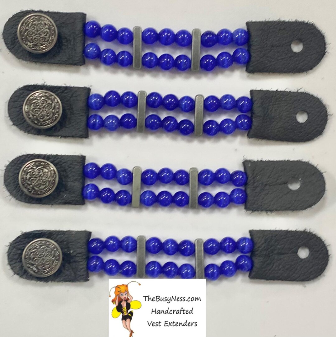 Set of 4 Blue W/silver Slider Beaded Vest Extenders Button Style - Etsy