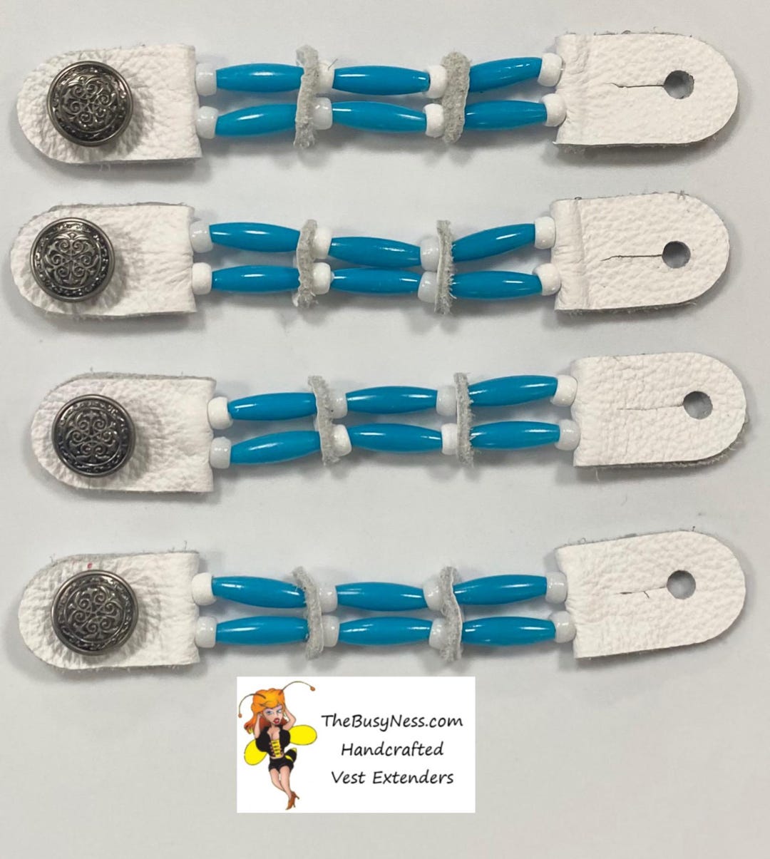 Set of 4 Thin Blue/white Beaded Vest Extenders - Button Style - Etsy