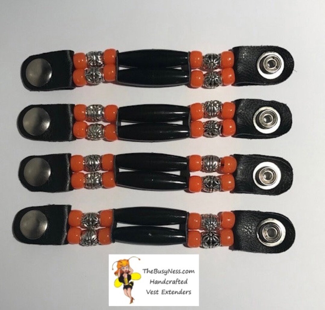 SKU #253 Set of 4 Orange/black Beaded Vest Extenders = 4 3/4” Length ...