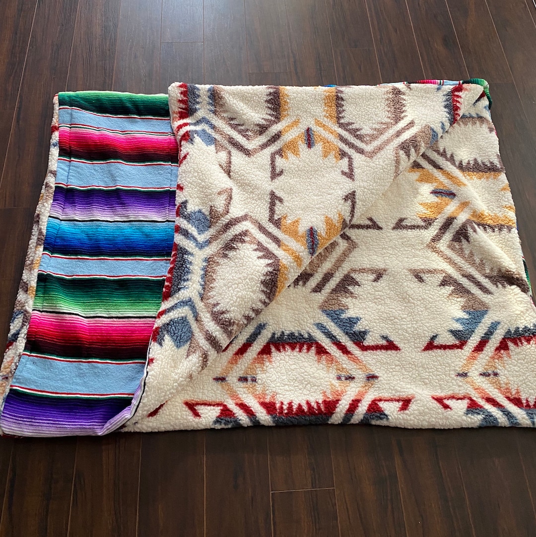 Large Serape Blanket With Pendleton Sherpa Blanket for Camping and ...