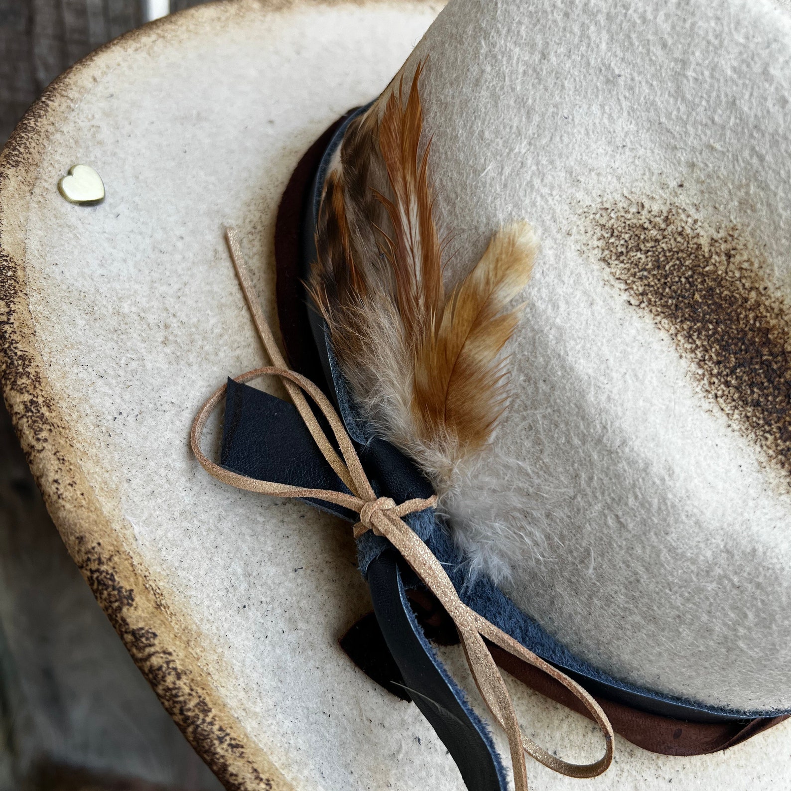 Cream Colored Wool Cowboy Hat With Leather and Turquoise - Etsy