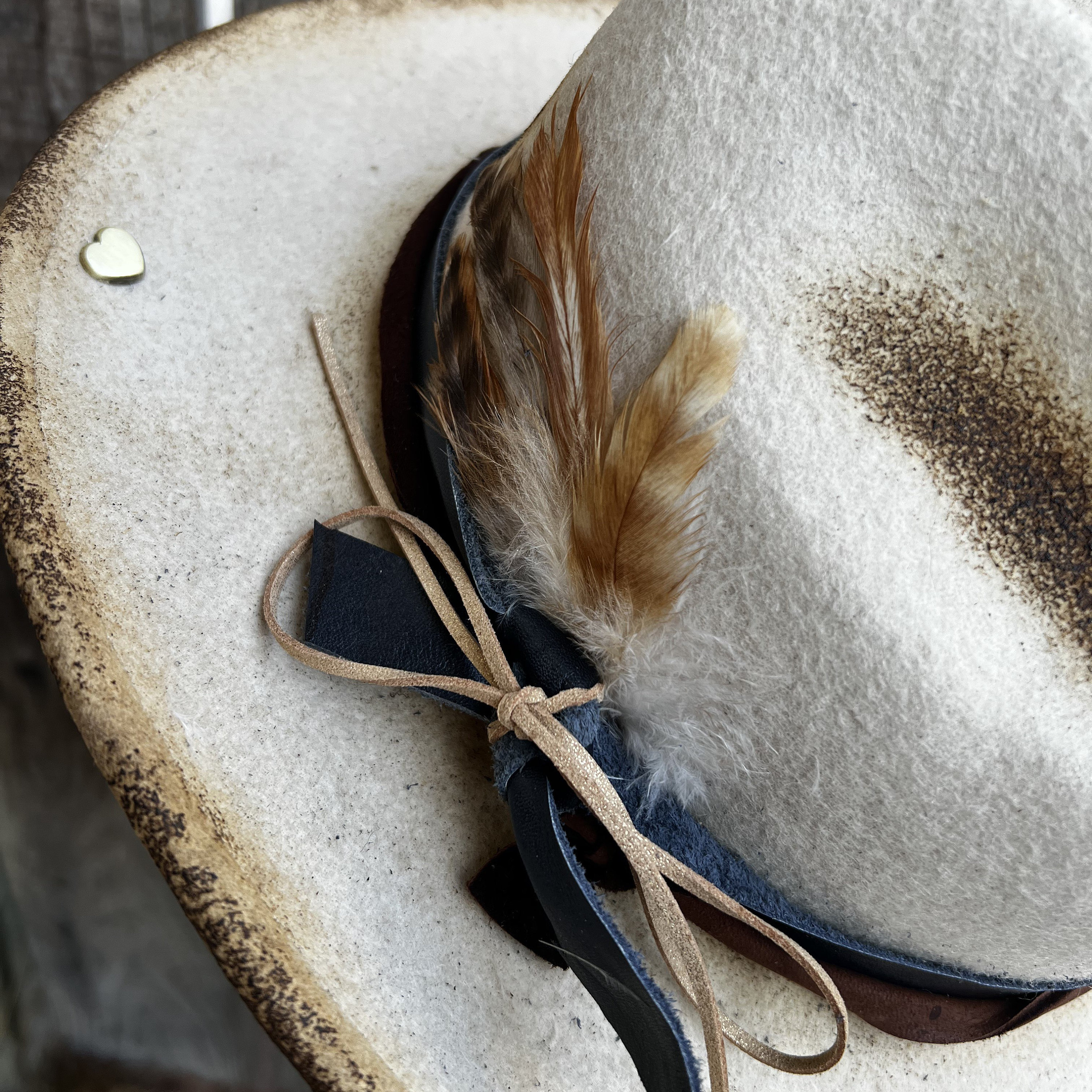 Cream Colored Wool Cowboy Hat With Leather and Turquoise - Etsy