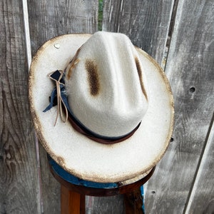Cream Colored Wool Cowboy Hat With Leather and Turquoise Detail - Etsy