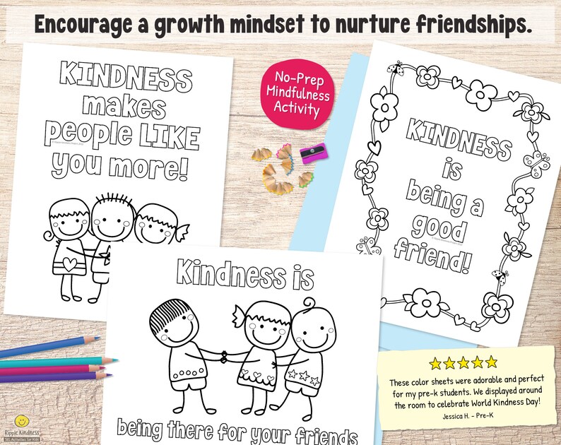 Printable Kindness Coloring Pages for Kids | Growth Mindset Worksheets ...