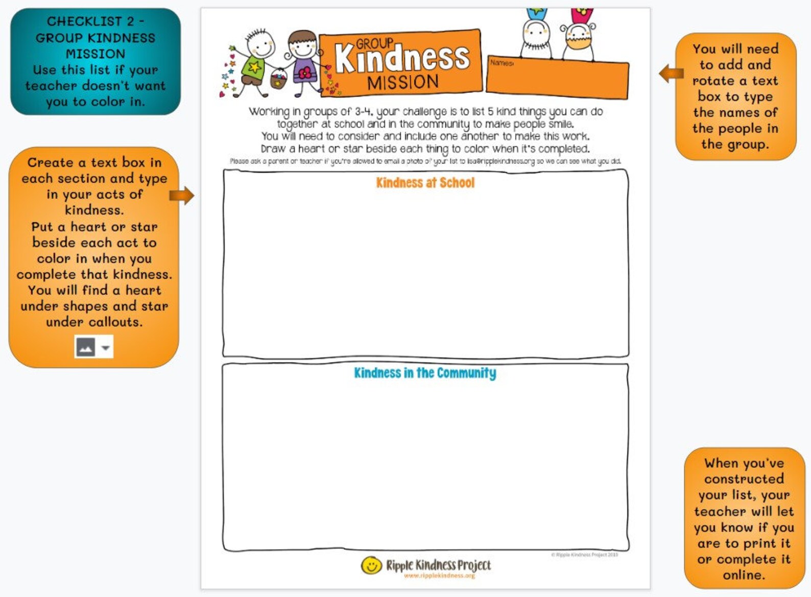 Editable Kindness Checklists for Kids Customize in Google - Etsy