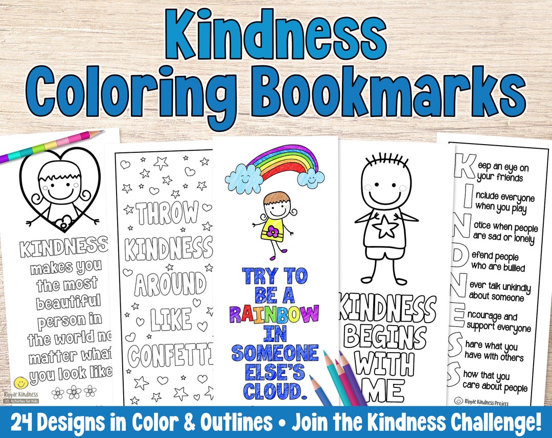 Kindness Bookmarks for Kids | Coloring Bookmarks | Kindness Day ...