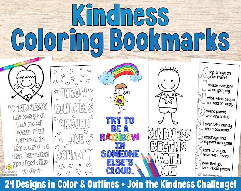 Kindness Bookmarks for Kids | Coloring Bookmarks | Kindness Day ...
