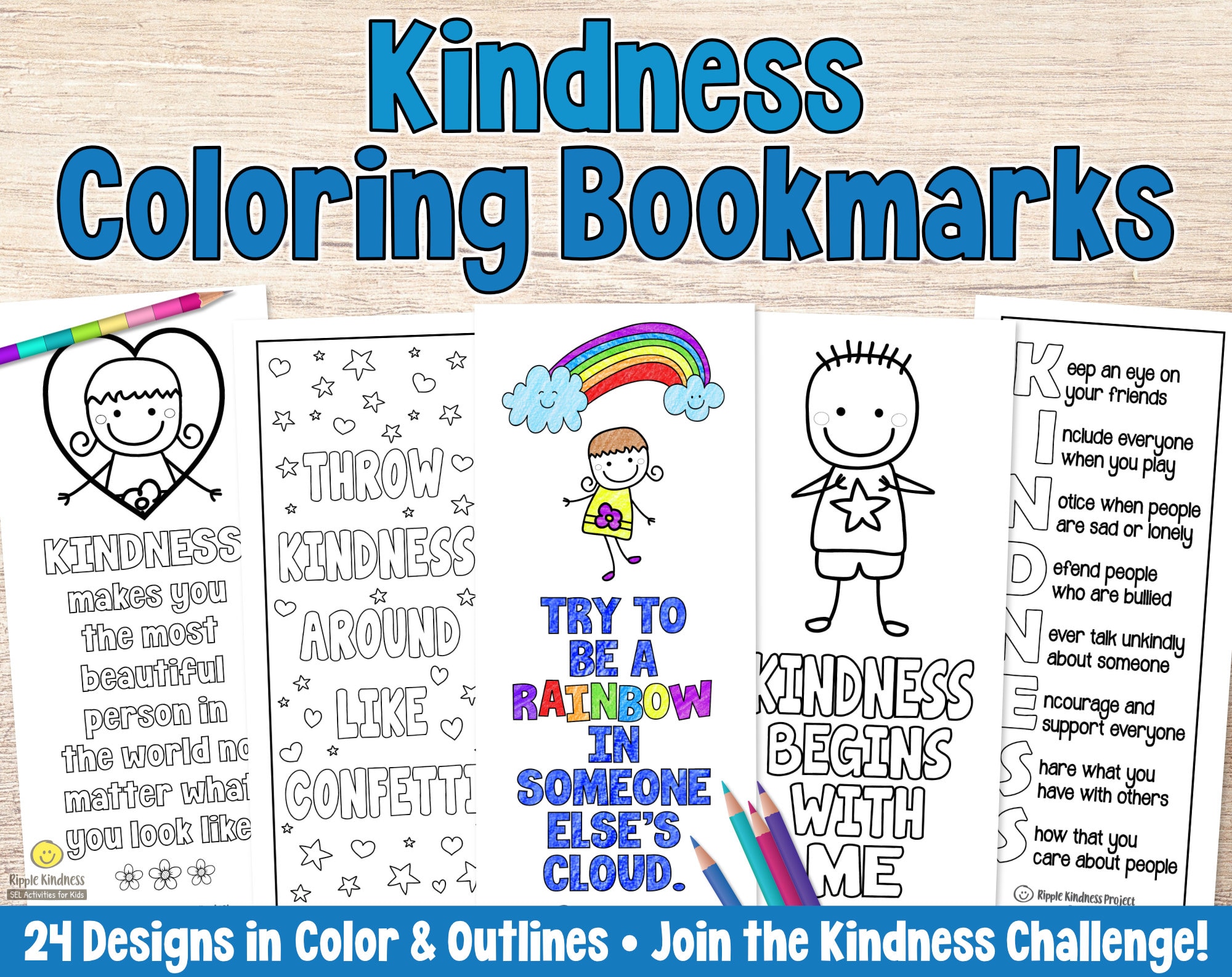 Kindness Bookmarks for Kids | Coloring Bookmarks | Kindness Day ...