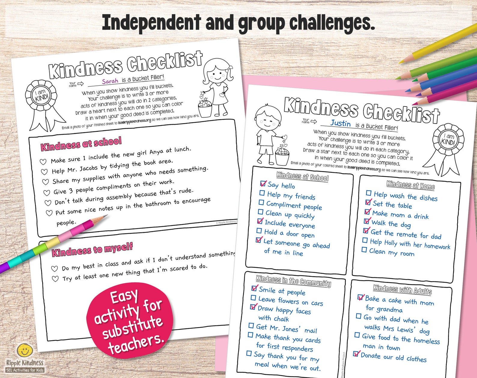 Editable Kindness Checklists for Kids - Customize Checklist Template in ...