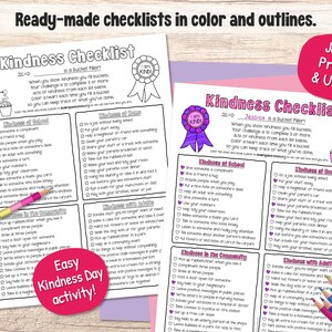 Editable Kindness Checklists for Kids - Customize Checklist Template in ...