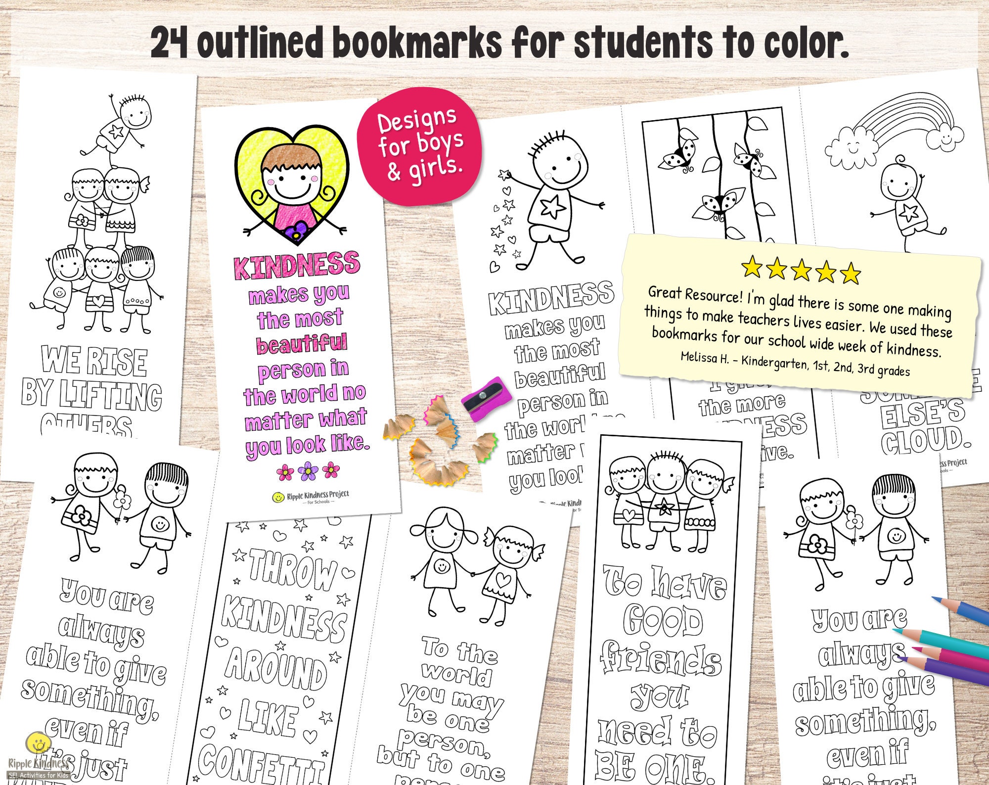 Kindness Bookmarks for Kids | Coloring Bookmarks | Kindness Day ...