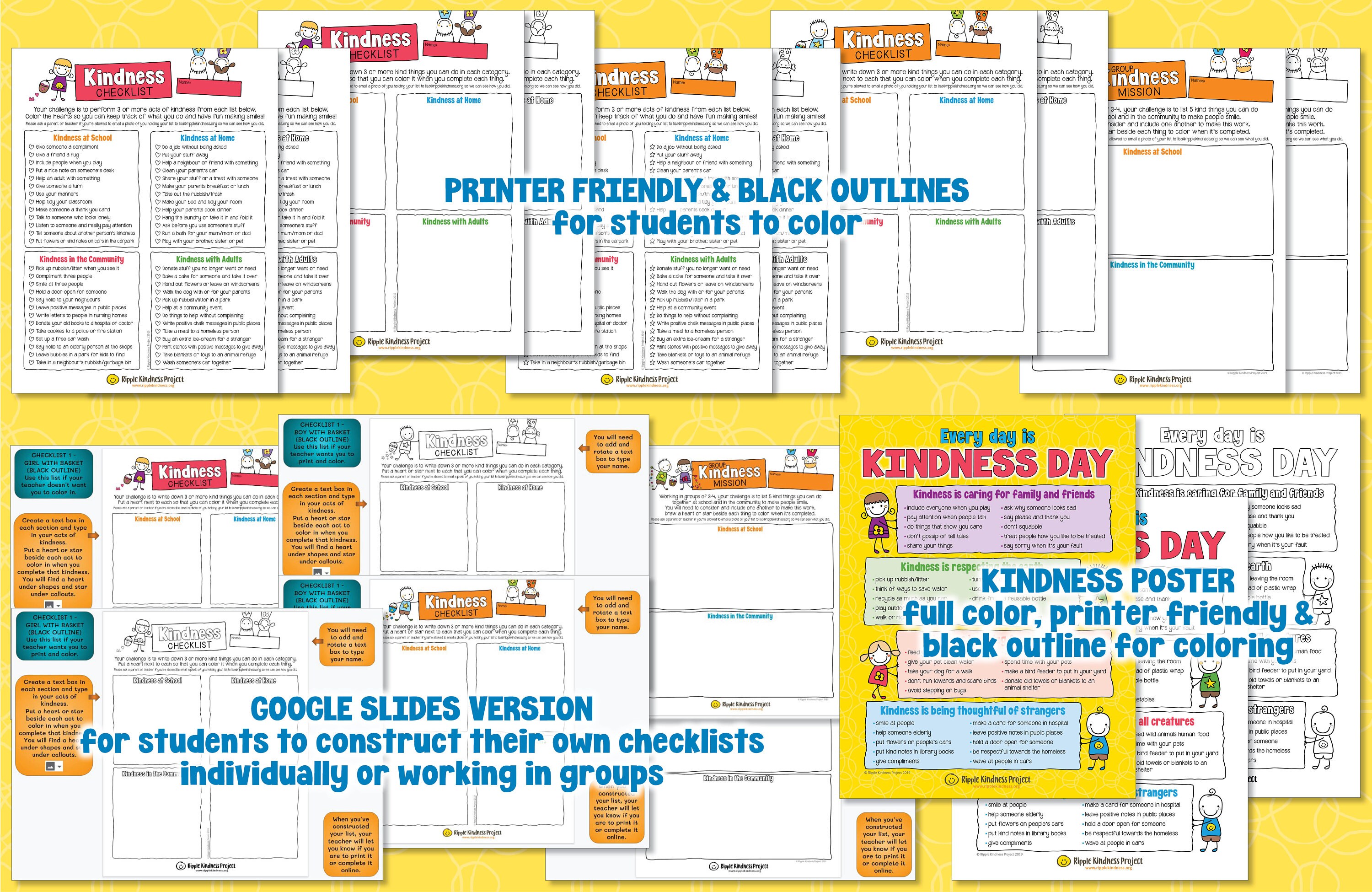 Editable Kindness Checklists for Kids Customize in Google - Etsy