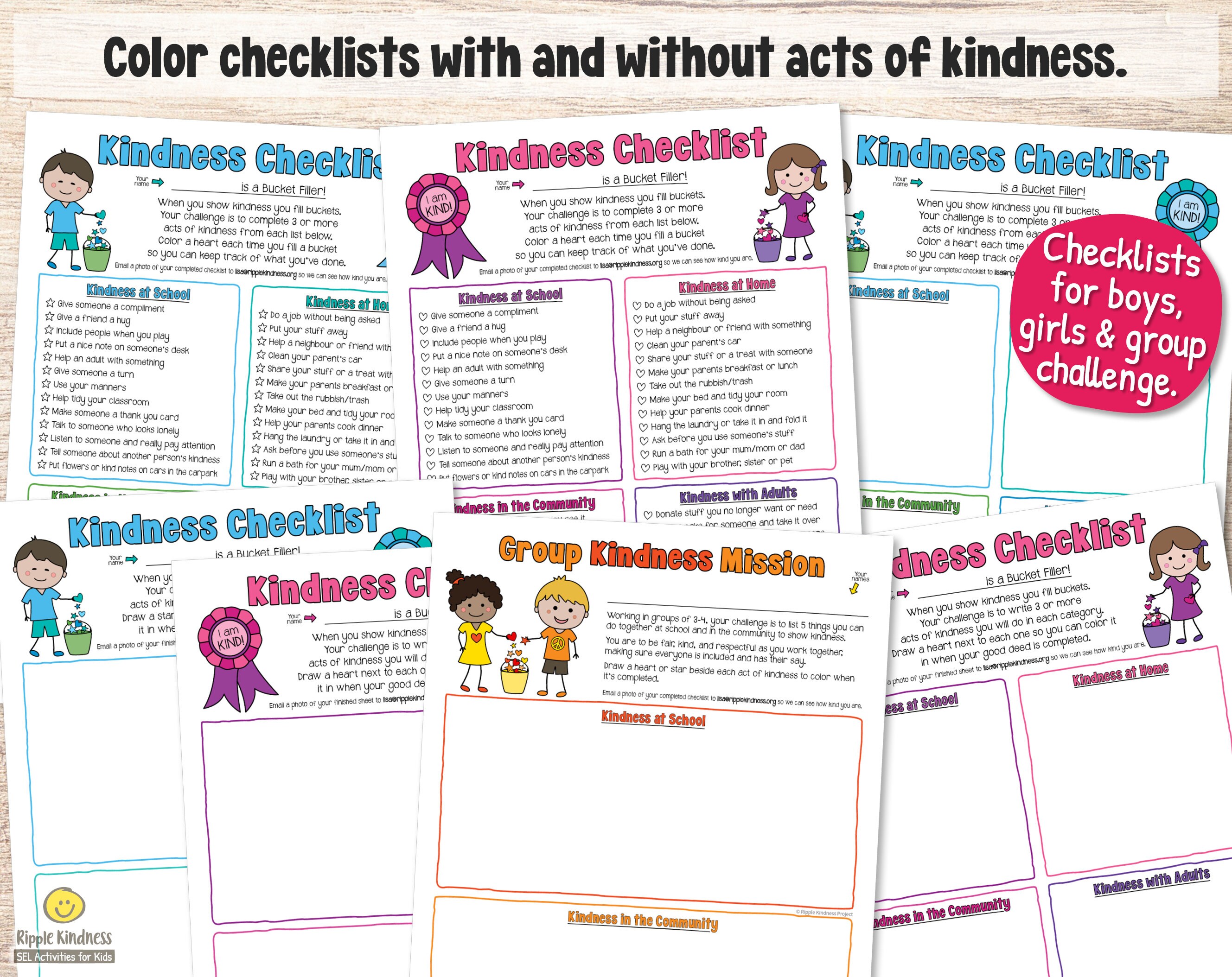 Editable Kindness Checklists for Kids - Customize Checklist Template in ...