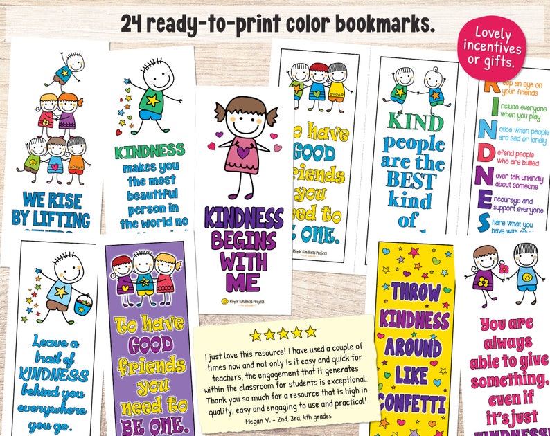 Kindness Bookmarks for Kids | Coloring Bookmarks | Kindness Day ...