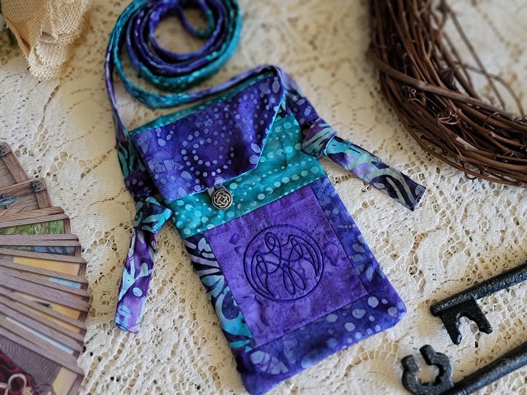 Celtic Raven Crossbody Bag Purple/turquoise Patchwork Corvus Bag Small ...