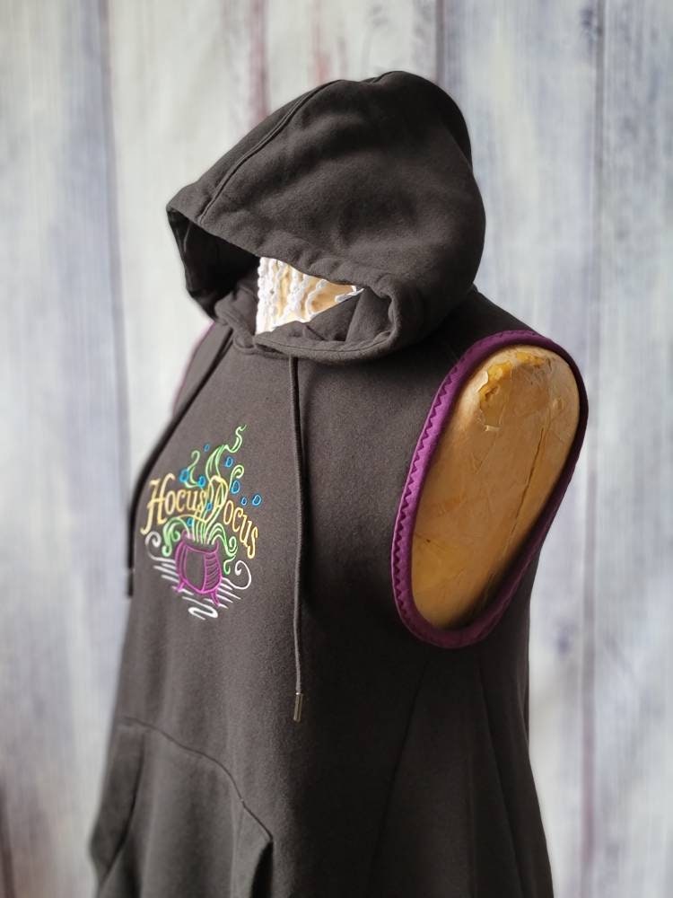 Hocus Pocus Upcycled Hoodie Dress A-line Hooded Sweatshirt Black ...