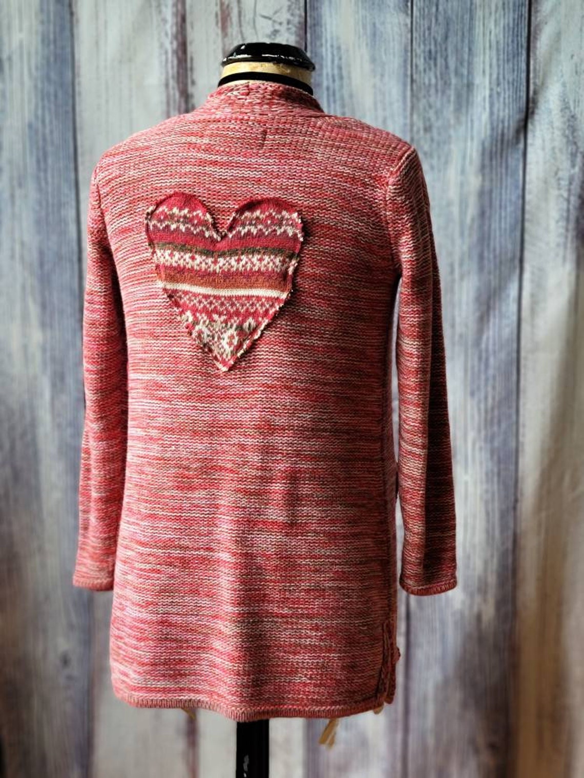 Upcycled Cardigan Pink Variegated Sweater Upcycled Top Refashioned ...