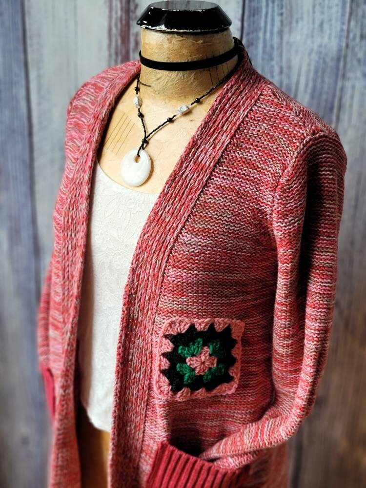 Upcycled Cardigan Pink Variegated Sweater Upcycled Top - Etsy