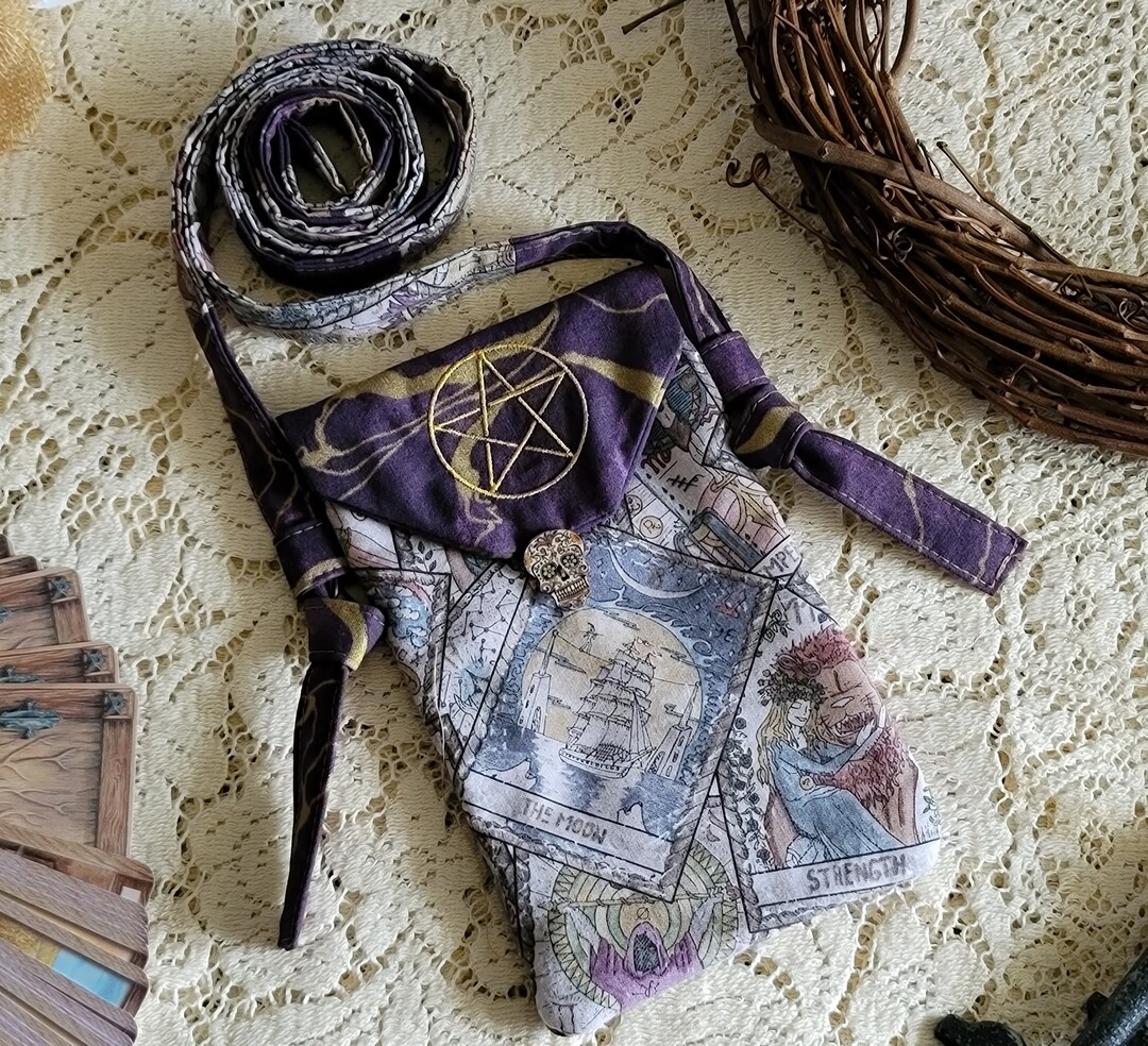 Tarot and Pentacle Crossbody Bag Purple/gold Patchwork Pentagram Bag ...
