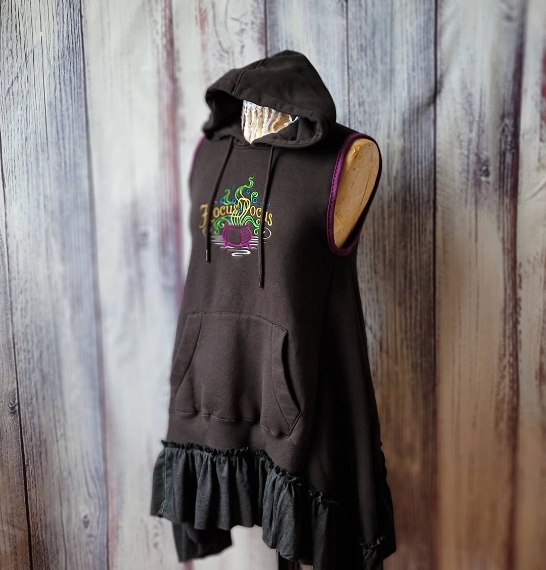 Hocus Pocus Upcycled Hoodie Dress A-line Hooded Sweatshirt Black ...
