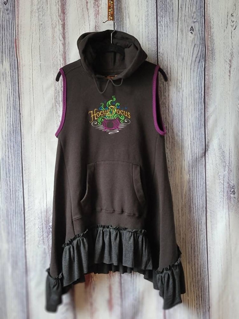 Hocus Pocus Upcycled Hoodie Dress A-line Hooded Sweatshirt Black ...