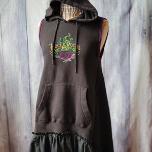 Hocus Pocus Upcycled Hoodie Dress A-line Hooded Sweatshirt Black ...