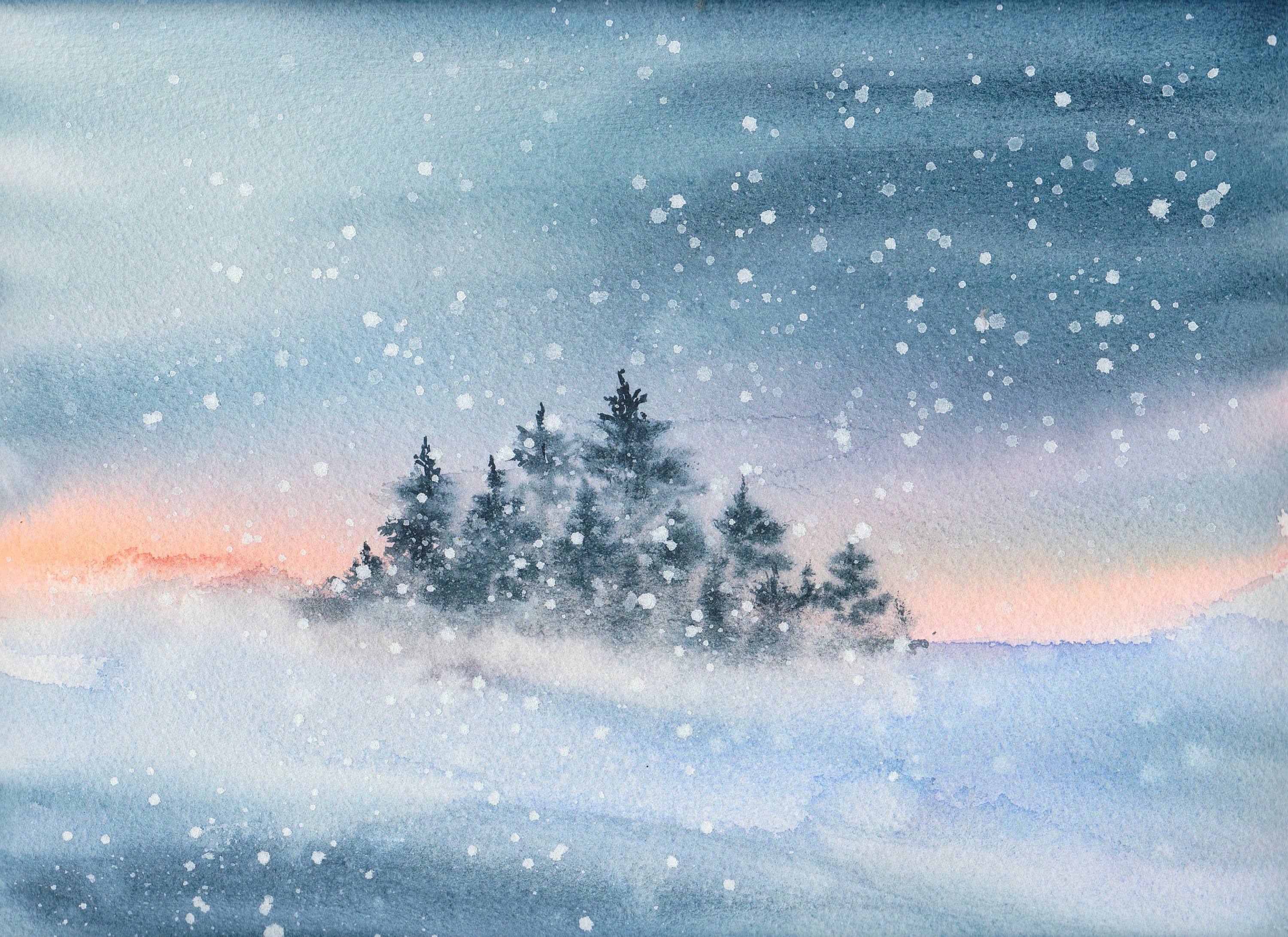 Winter Watercolor Print, Christmas Wall Art, Christmas Poster ...