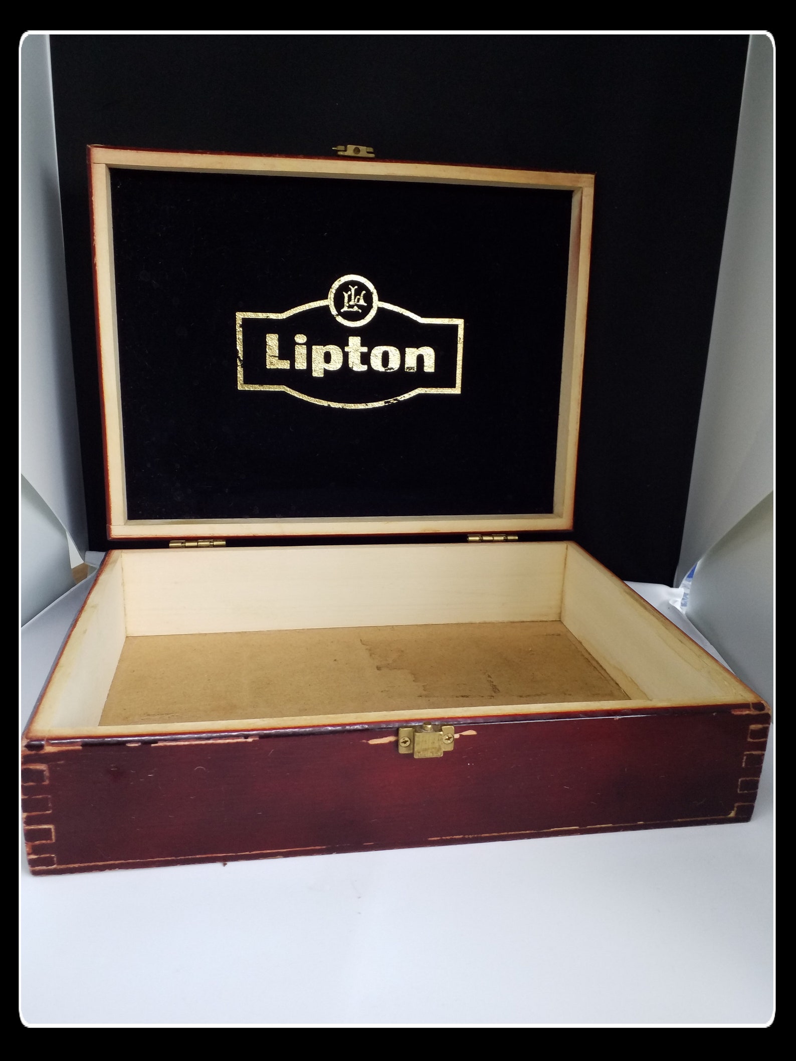 Vintage Big Wooden Hinged Lipton Gift Tea Box | Etsy