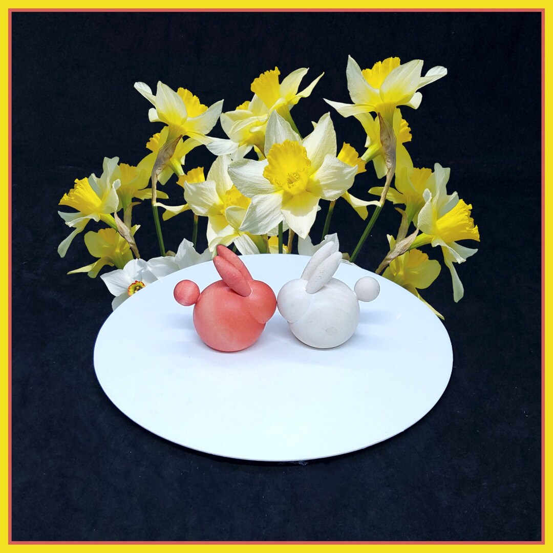 Vintage Aarikka Finland Orange and White Wooden Easter Bunny Rabbits, a ...