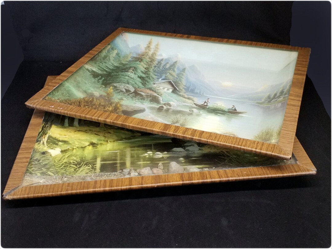 Vintage Two Wall Hanging Landscape Dioramas Shadowboxes - Etsy