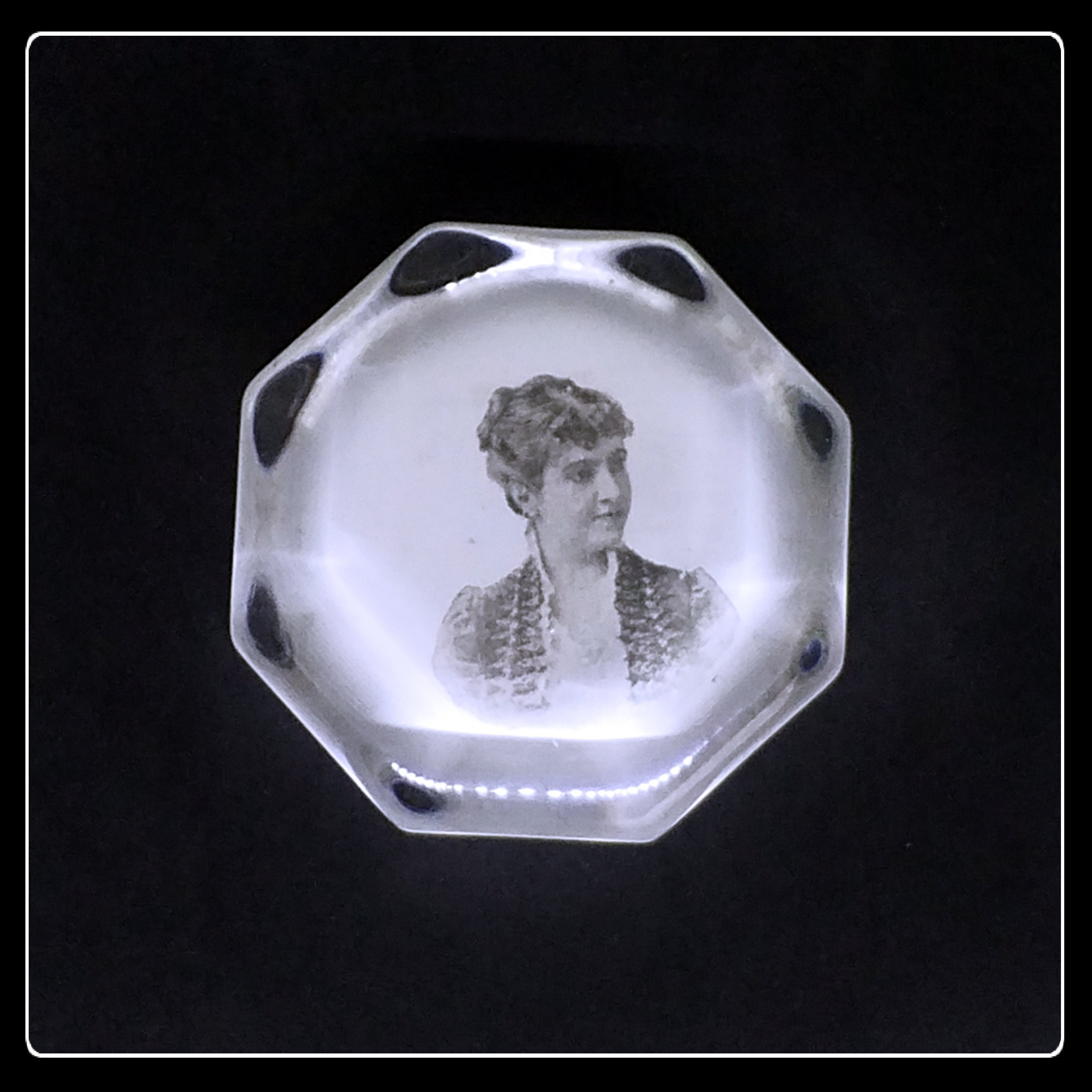 Vintage Octagonal Glass Paperweight With a Victorian Lady | Etsy