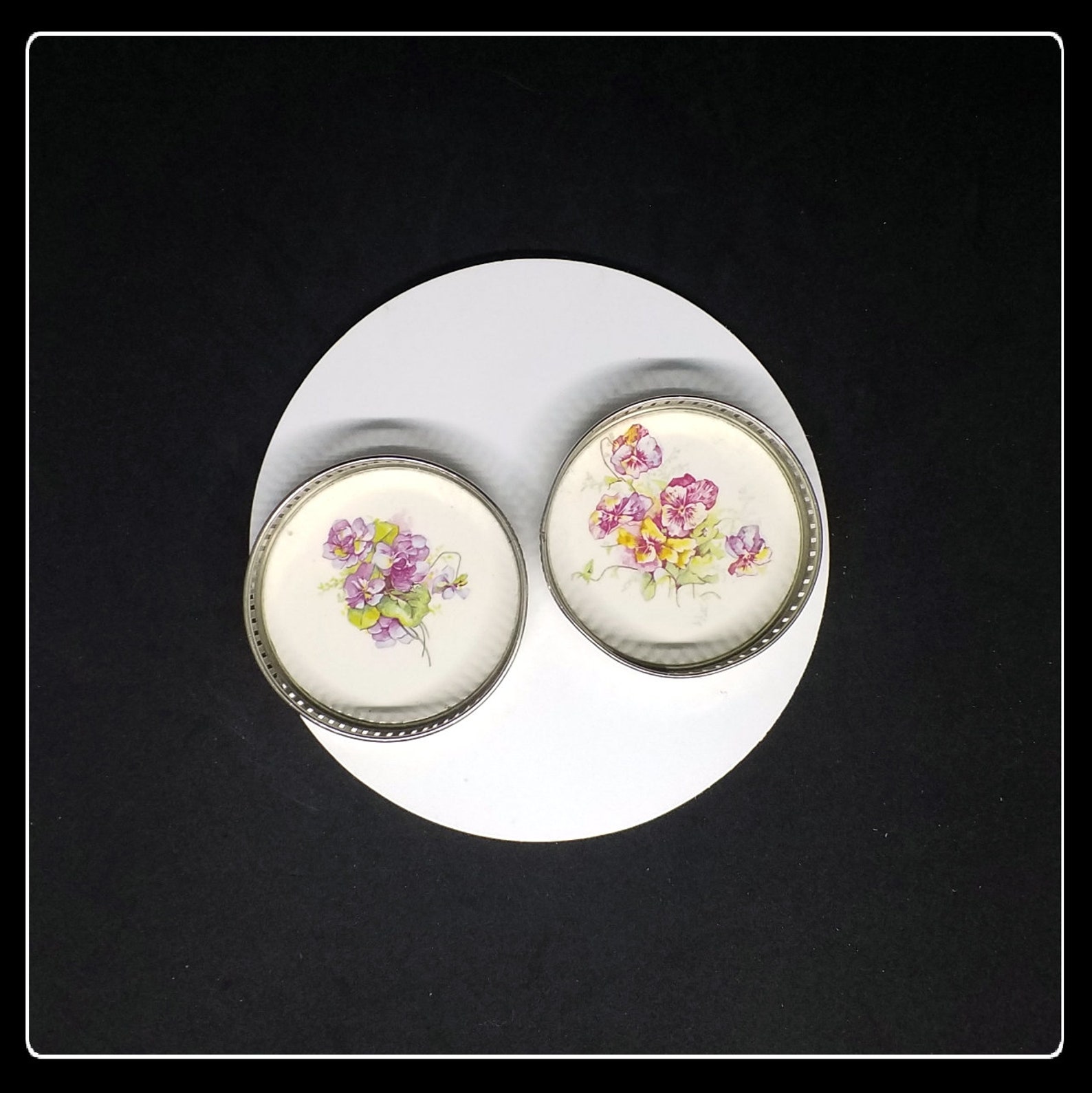 Antique German BMF pansy pin or ring dishes a pair | Etsy