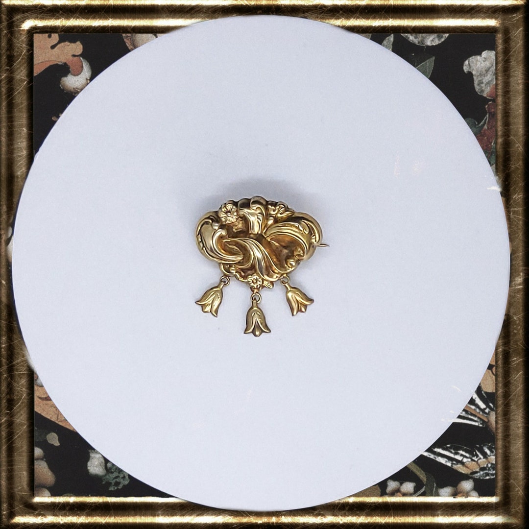 Vintage Swedish 40's Gilded Solid Silver Brooch With Dangles - Etsy
