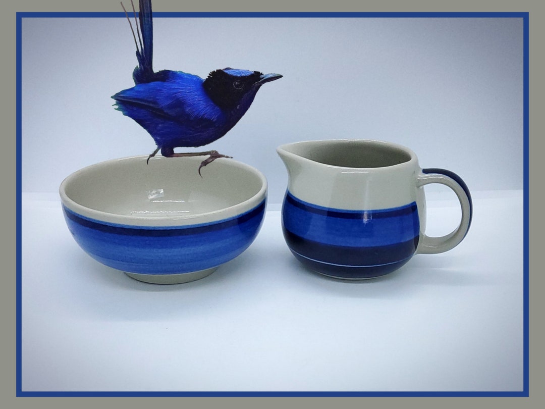 Vintage Swedish Rörstrand 70's Blue Mira Mare Creamer and Sugar Bowl - Etsy