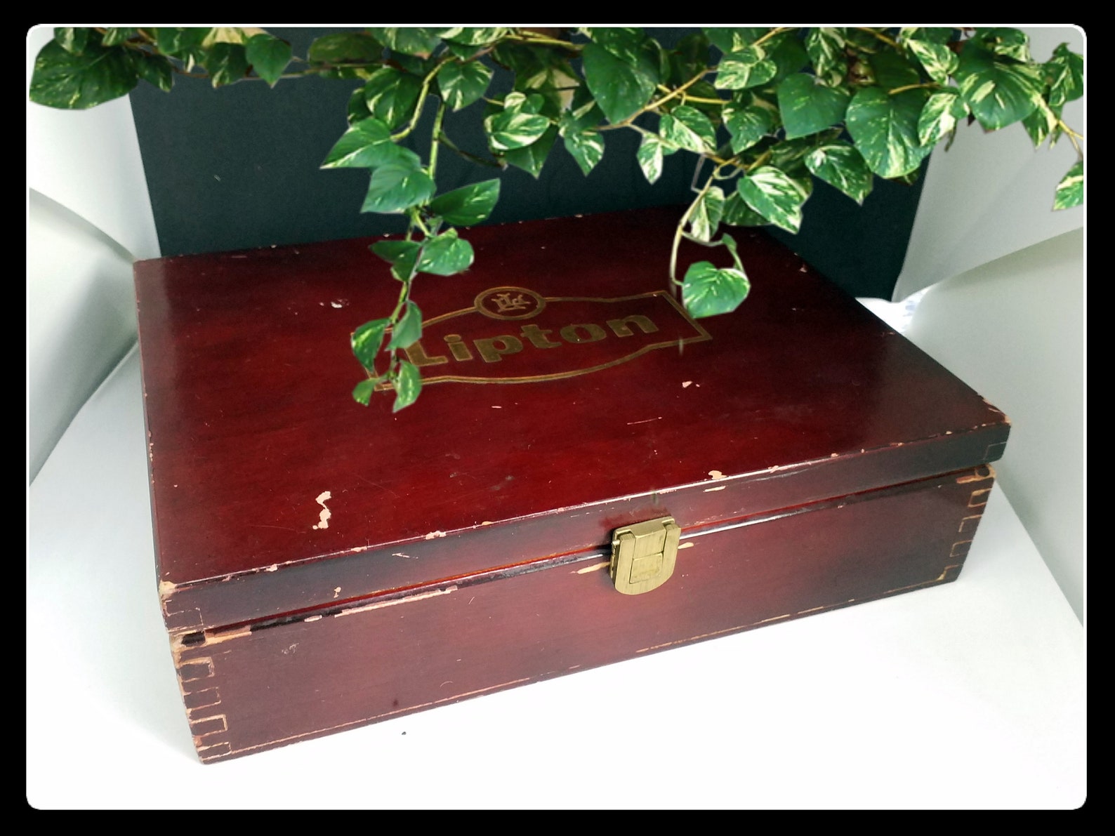 Vintage Big Wooden Hinged Lipton Gift Tea Box | Etsy