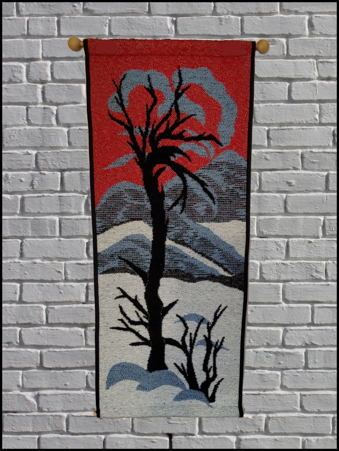 Vintage Tall Retro Finnish Handwoven Winter Scenery Wall Hanging ...