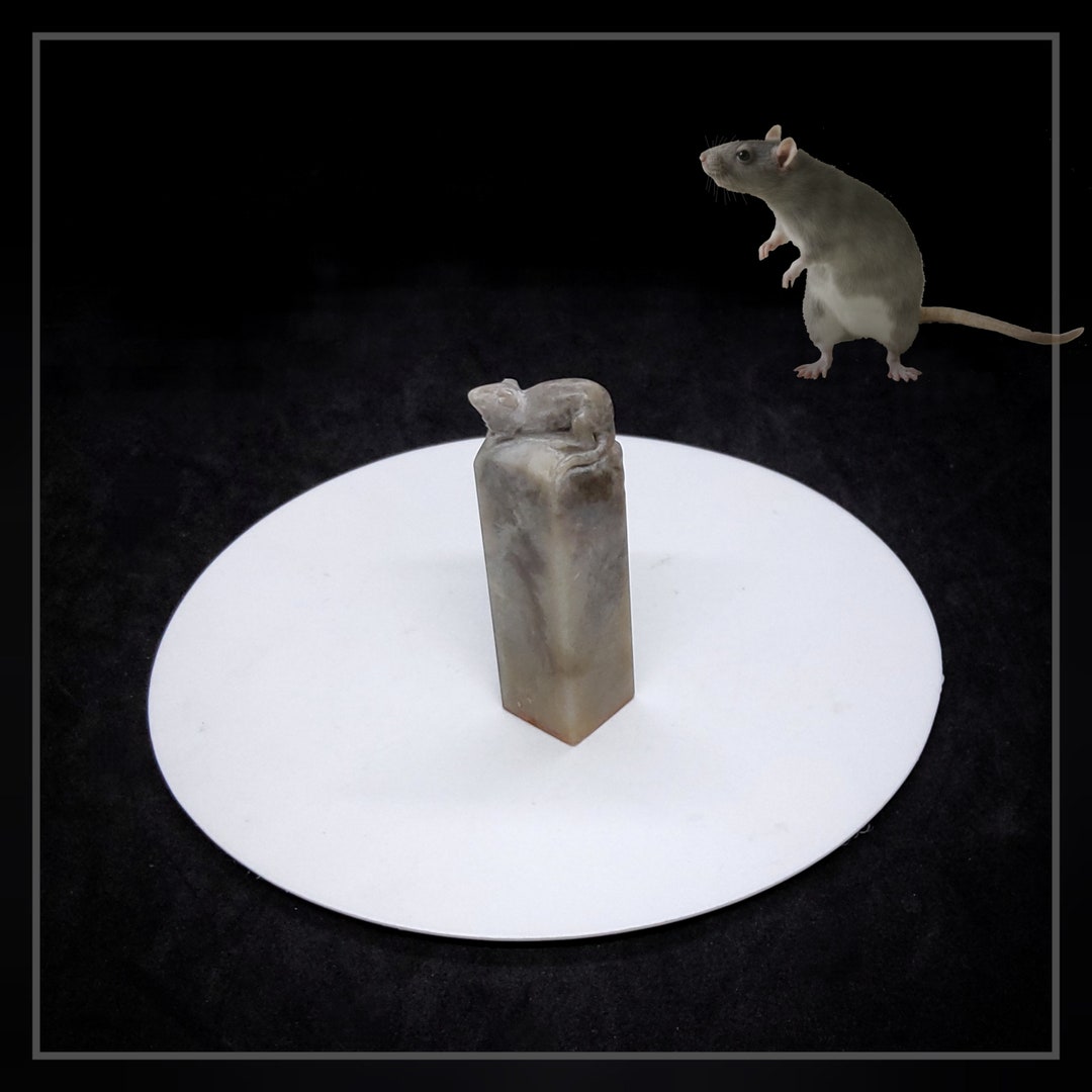 Vintage Eastern Handcarved Grey Stone Mouse Seal Stamp - Etsy