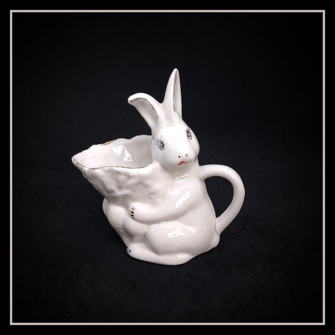 Vintage White China Bunny Jug - Etsy