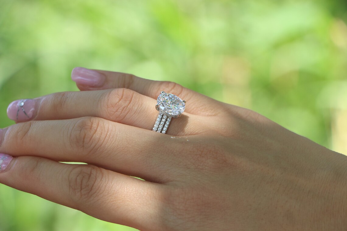 Oval Cut Engagement Ring Promise Ring Sterling Silver Half | Etsy