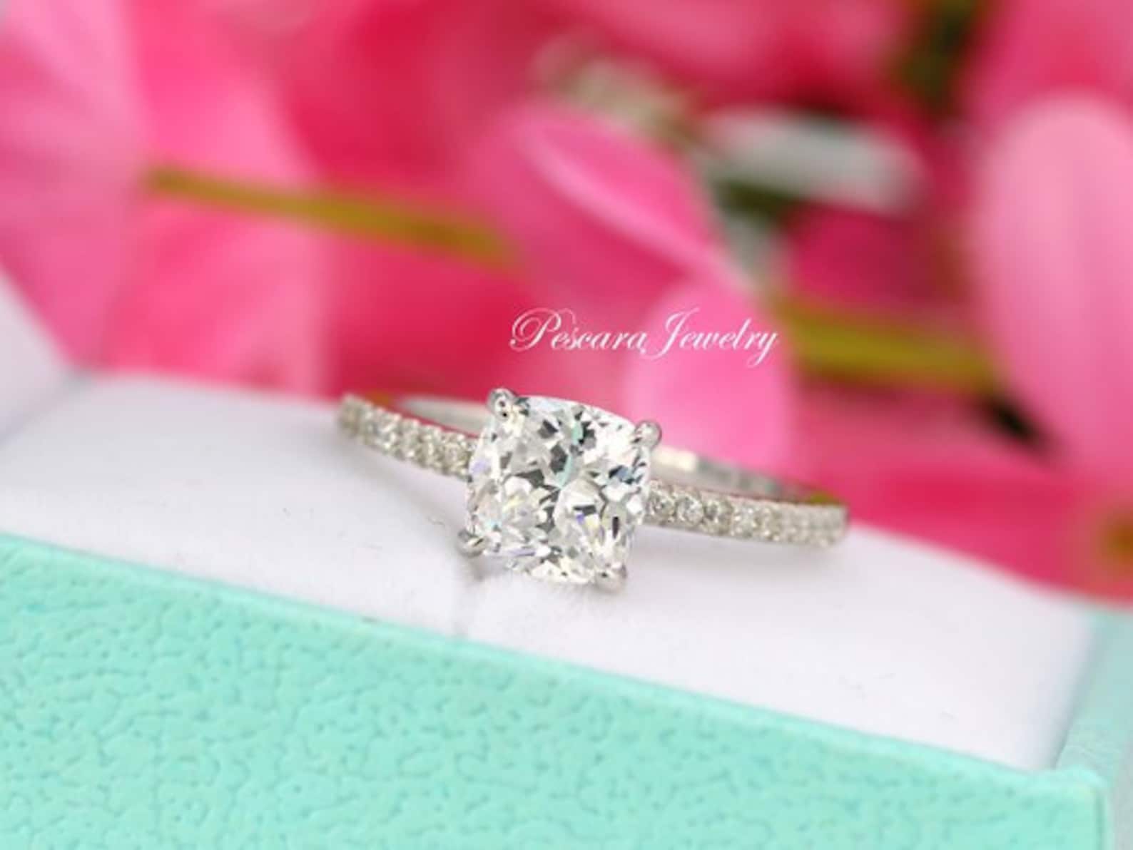 2 Carat 7mm Cushion Cut Engagement Ring Cushion Cut Wedding - Etsy
