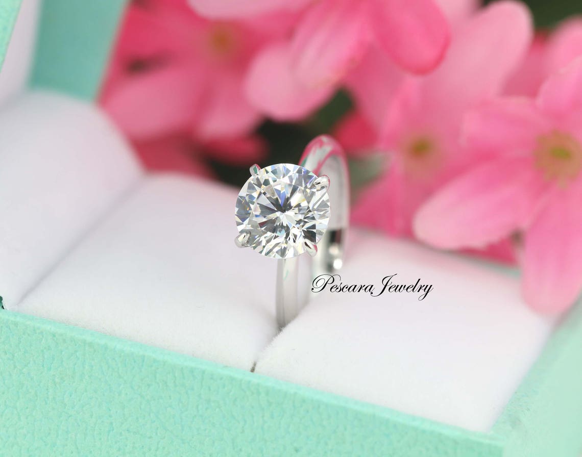 3ct Classic Round Solitaire engagement ring 3ct Solitaire | Etsy