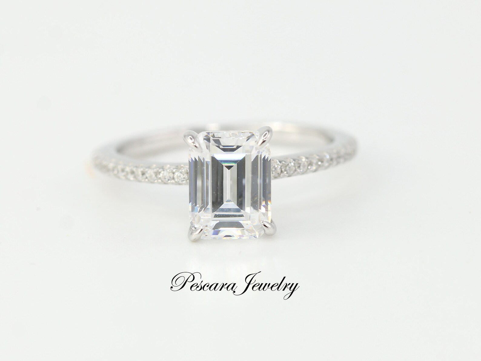 2ct 8 5x6 5mm Emerald Cut Diamond Simulant Engagement Ring Solitaire