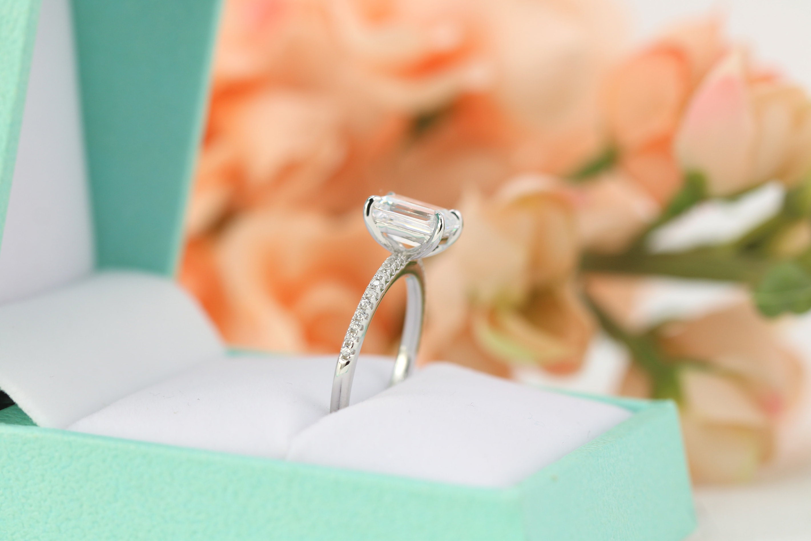2ct 8 5x6 5mm Emerald Cut Diamond Simulant Engagement Ring Etsy