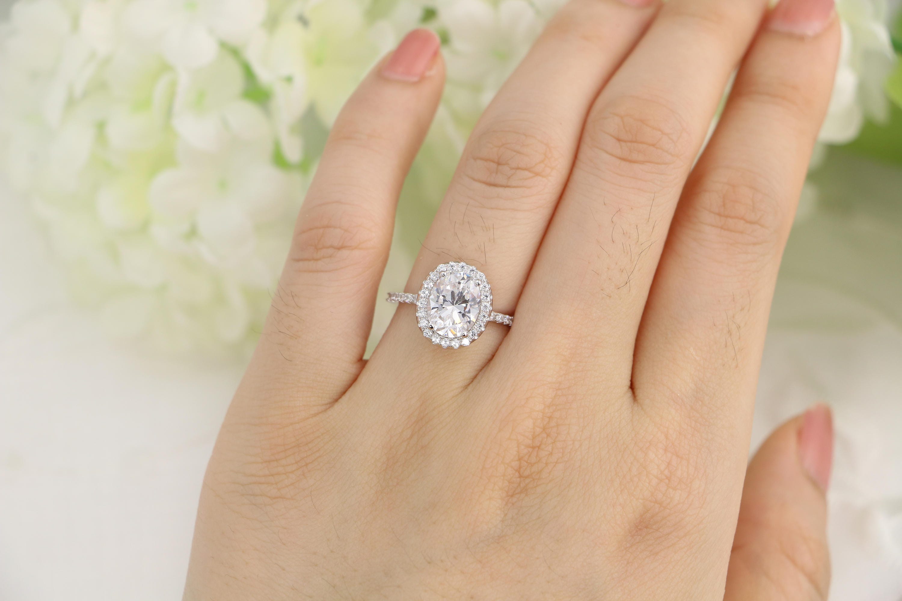 Classic Oval Engagement Ring Oval Cut Ring Oval Halo Ring - Etsy
